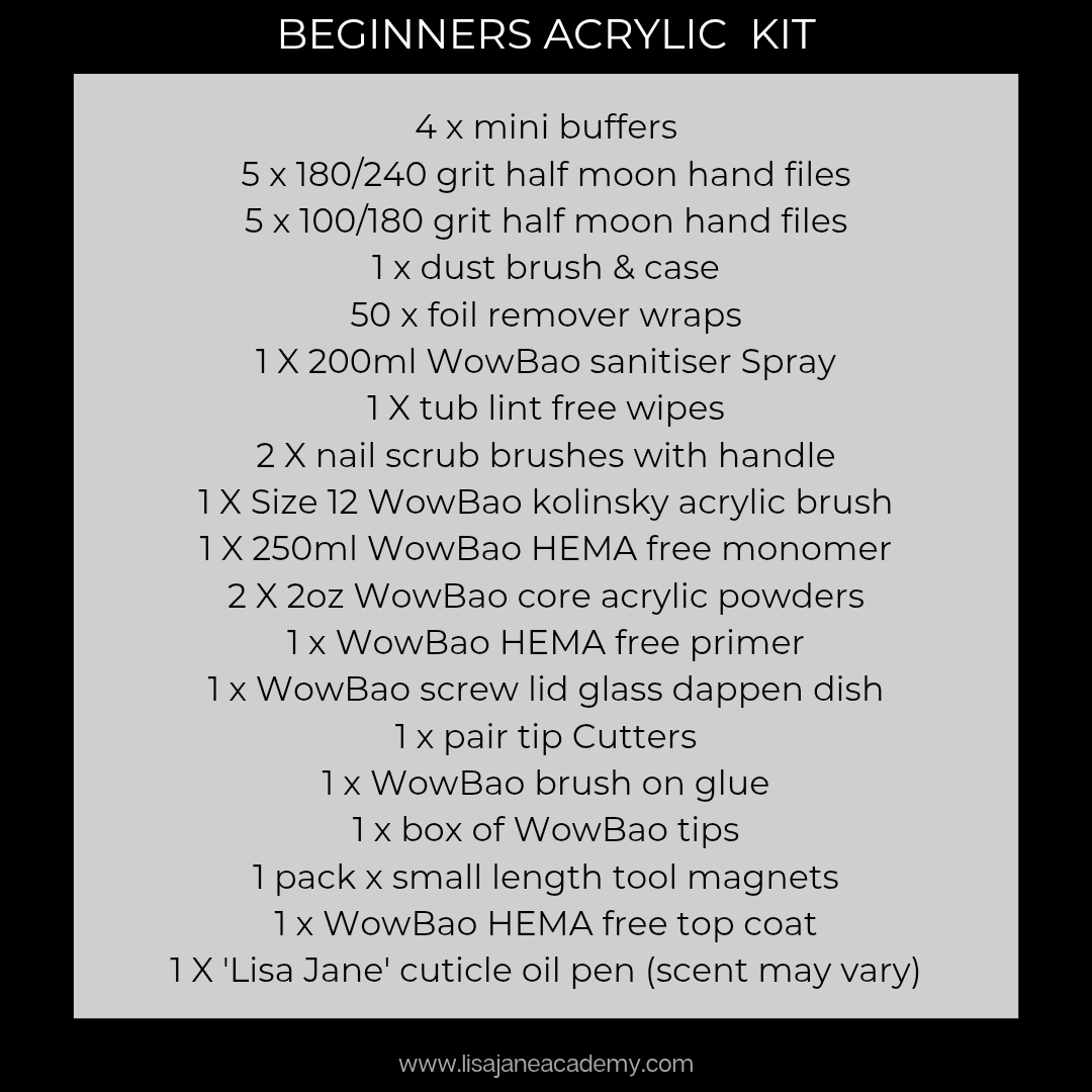 ACRYLIC BEGINNER 2 DAY TRAINING – Lisa Jane Academy